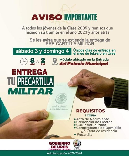 SE EXTIENDE ENTREGA DE CARTILLA MILITAR LIBERADA – Municipio de Ures